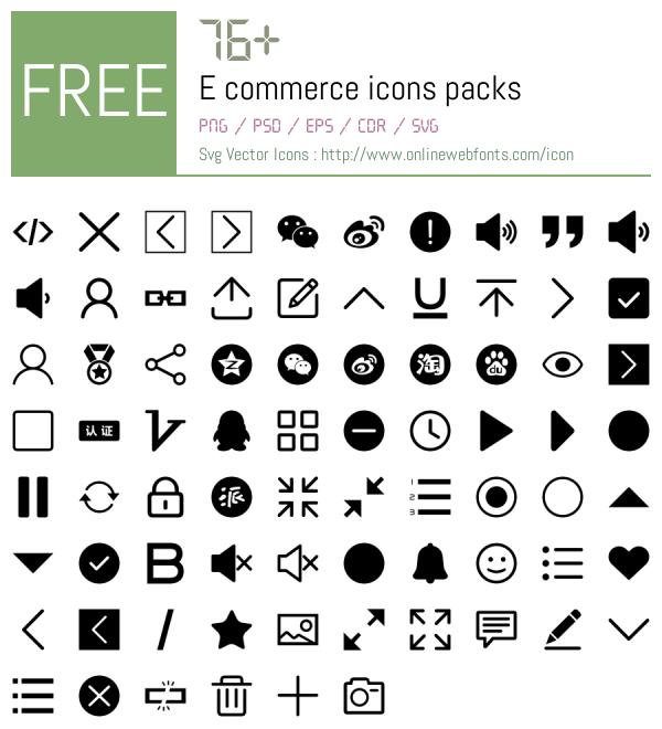 +76 E commerce Icons Packs Free Downloads - OnlineWebFonts.COM