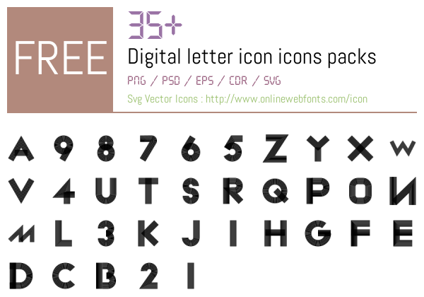 +35 Digital letter icon Icons Packs Free Downloads - OnlineWebFonts.COM