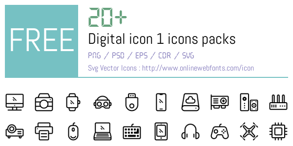 +20 Digital icon 1 Icons Packs Free Downloads - OnlineWebFonts.COM