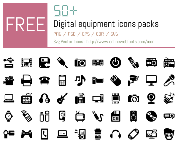 +50 Digital equipment Icons Packs Free Downloads - OnlineWebFonts.COM