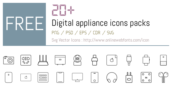 +20 Digital appliance Icons Packs Free Downloads - OnlineWebFonts.COM