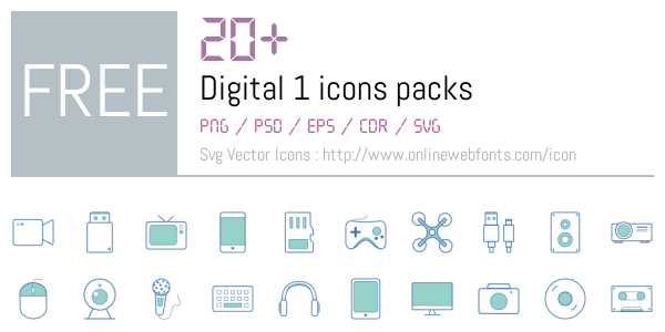 +20 Digital 1 Icons Packs Free Downloads - OnlineWebFonts.COM