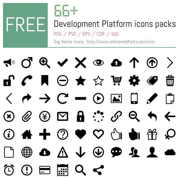 +66 Development Platform Icons Packs Free Downloads - OnlineWebFonts.COM