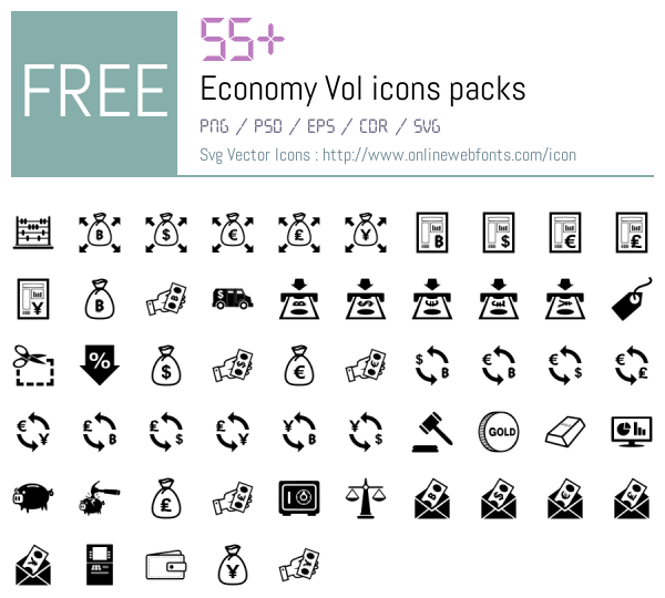 +55 Economy Vol Icons Packs Free Downloads - OnlineWebFonts.COM