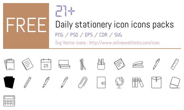+21 Daily stationery icon Icons Packs Free Downloads - OnlineWebFonts.COM