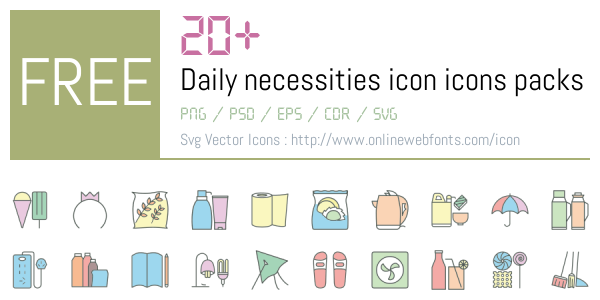+20 Daily necessities icon Icons Packs Free Downloads - OnlineWebFonts.COM
