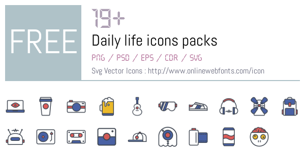 +19 Daily life Icons Packs Free Downloads - OnlineWebFonts.COM