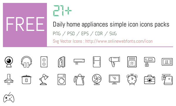 +21 Daily home appliances simple icon Icons Packs Free Downloads ...