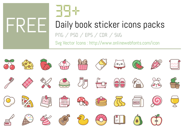 +39 Daily book sticker Icons Packs Free Downloads - OnlineWebFonts.COM