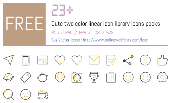 +23 Cute two color linear icon library Icons Packs Free Downloads ...