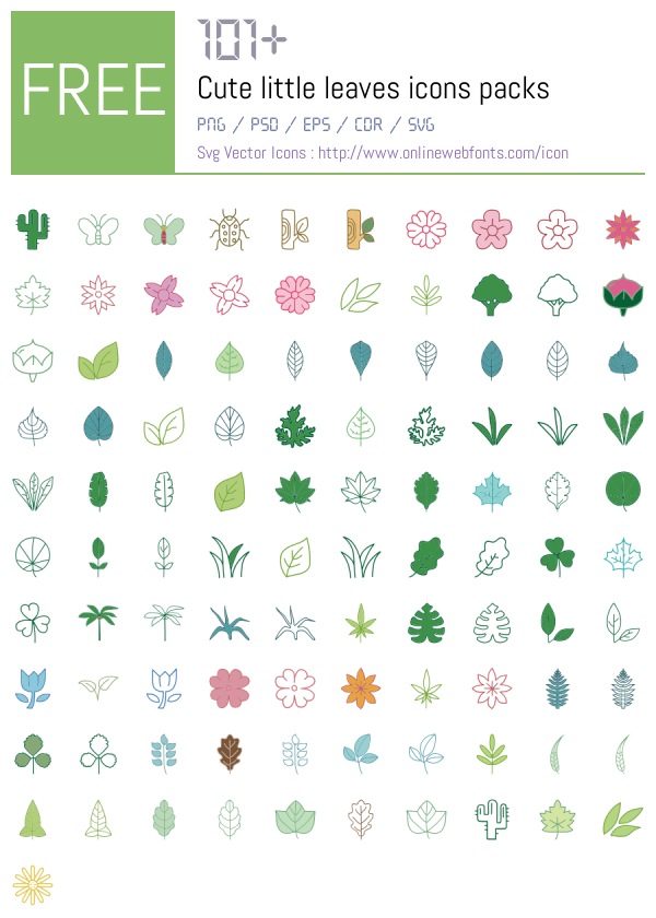 +101 Cute little leaves Icons Packs Free Downloads - OnlineWebFonts.COM