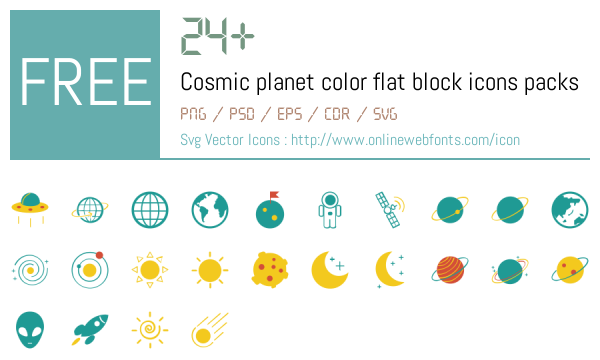 +24 Cosmic planet color flat block Icons Packs Free Downloads ...