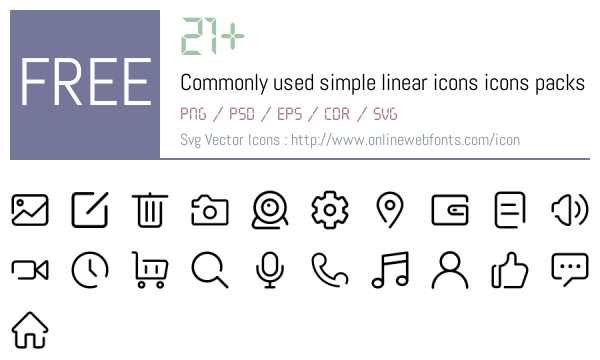 +21 Commonly used simple linear icons Icons Packs Free Downloads ...