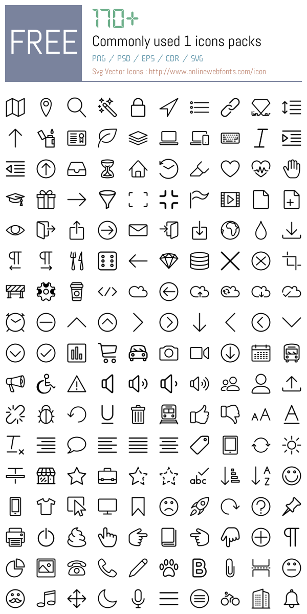 +170 Commonly used 1 Icons Packs Free Downloads - OnlineWebFonts.COM