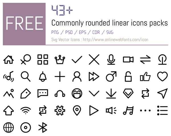 +43 Commonly rounded linear Icons Packs Free Downloads - OnlineWebFonts.COM