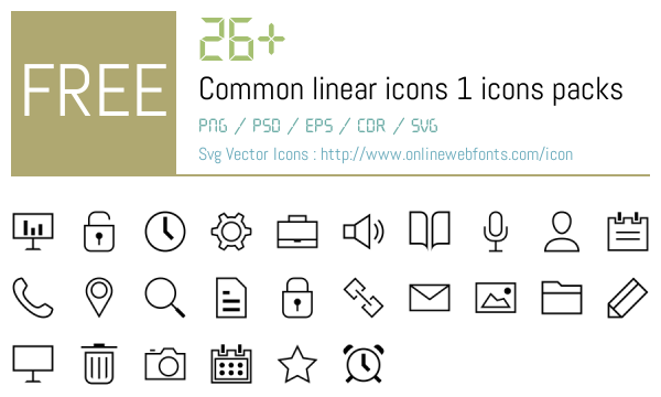+26 Common linear icons 1 Icons Packs Free Downloads - OnlineWebFonts.COM