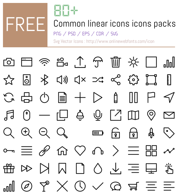 +80 Common linear icons Icons Packs Free Downloads - OnlineWebFonts.COM