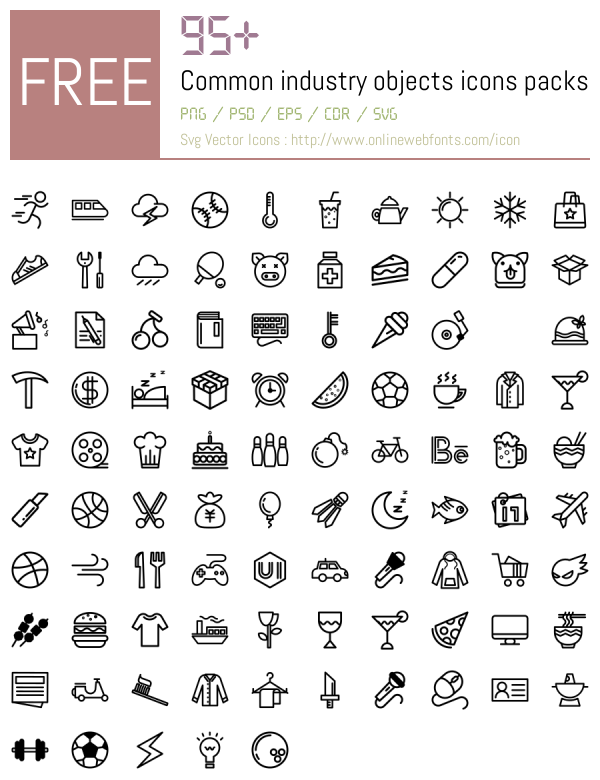 +95 Common industry objects Icons Packs Free Downloads - OnlineWebFonts.COM