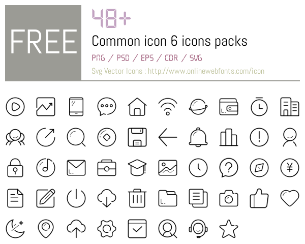 +48 Common icon 6 Icons Packs Free Downloads - OnlineWebFonts.COM