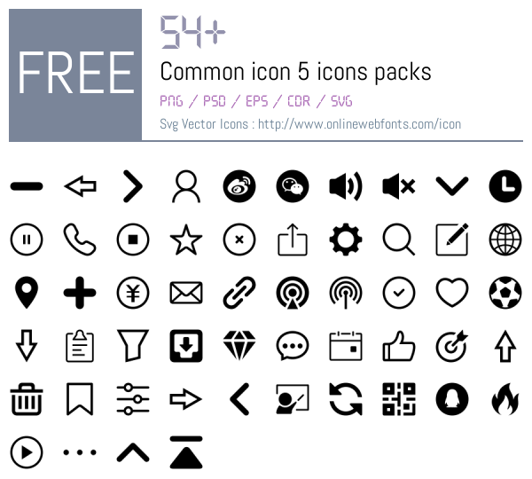 +54 Common icon 5 Icons Packs Free Downloads - OnlineWebFonts.COM