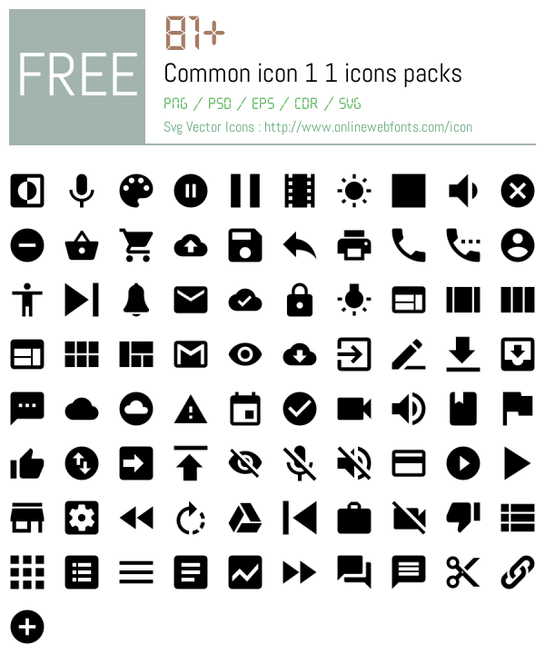 +81 Common icon 1 1 Icons Packs Free Downloads - OnlineWebFonts.COM