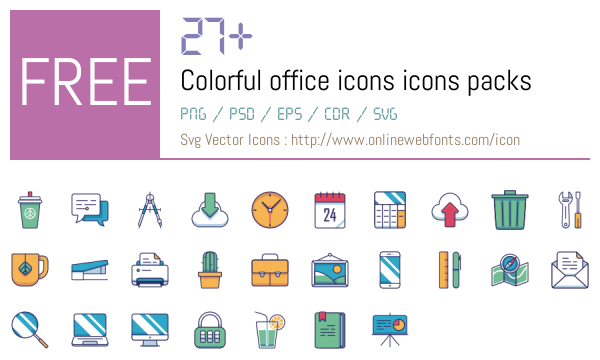 +27 Colorful office icons Icons Packs Free Downloads - OnlineWebFonts.COM