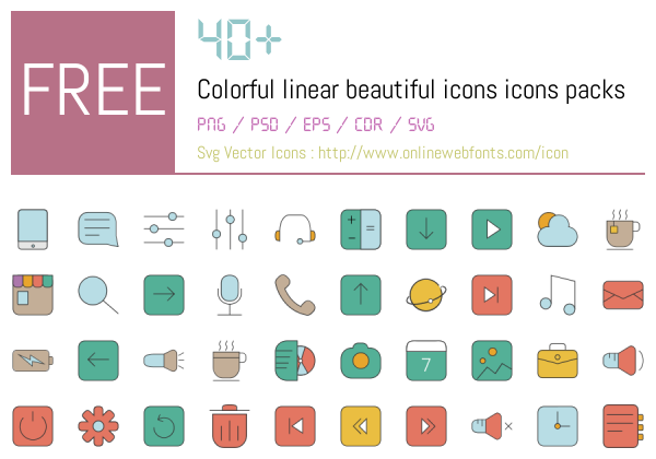 +40 Colorful linear beautiful icons Icons Packs Free Downloads ...