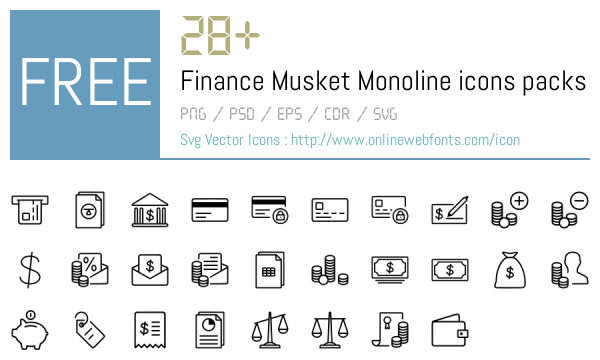 +28 Finance Musket Monoline Icons Packs Free Downloads - OnlineWebFonts.COM