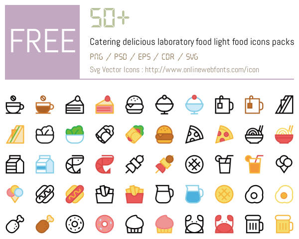 +50 Catering delicious laboratory food light food Icons Packs Free ...