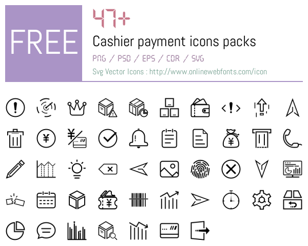 +47 Cashier payment Icons Packs Free Downloads - OnlineWebFonts.COM