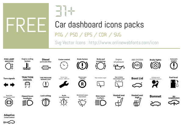 +31 Car dashboard Icons Packs Free Downloads - OnlineWebFonts.COM