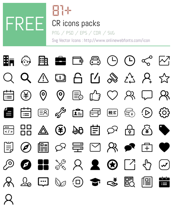 +81 CR Icons Packs Free Downloads - OnlineWebFonts.COM