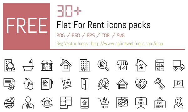 +30 Flat For Rent Icons Packs Free Downloads - OnlineWebFonts.COM