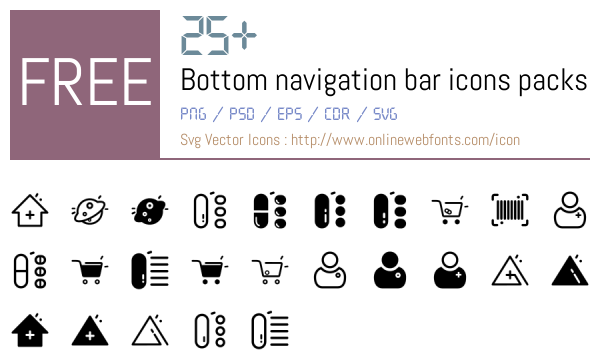 +25 Bottom navigation bar Icons Packs Free Downloads - OnlineWebFonts.COM