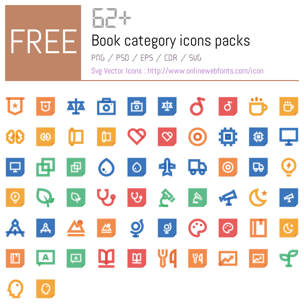 +62 Book category Icons Packs Free Downloads - OnlineWebFonts.COM