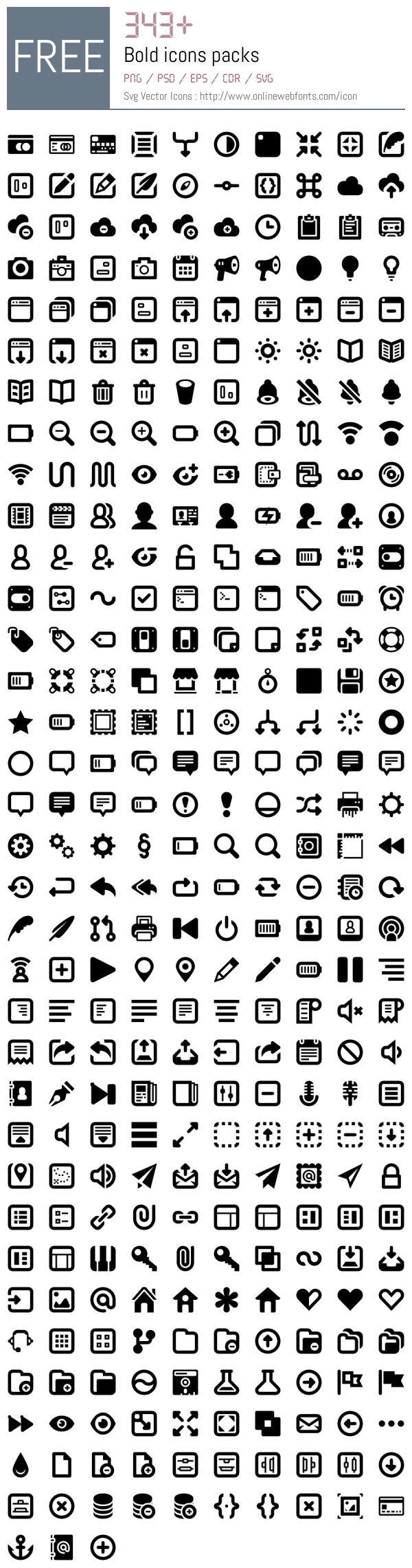 +343 Bold Icons Packs Free Downloads - OnlineWebFonts.COM
