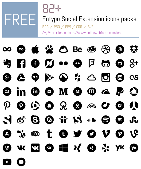 +82 Entypo Social Extension Icons Packs Free Downloads - OnlineWebFonts.COM