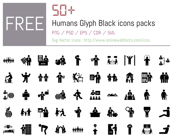 +50 Humans Glyph Black Icons Packs Free Downloads - OnlineWebFonts.COM