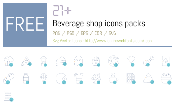 +21 Beverage shop Icons Packs Free Downloads - OnlineWebFonts.COM