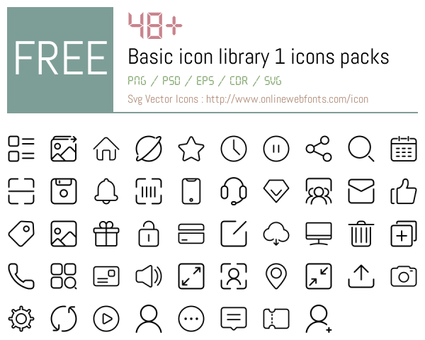 +48 Basic icon library 1 Icons Packs Free Downloads - OnlineWebFonts.COM