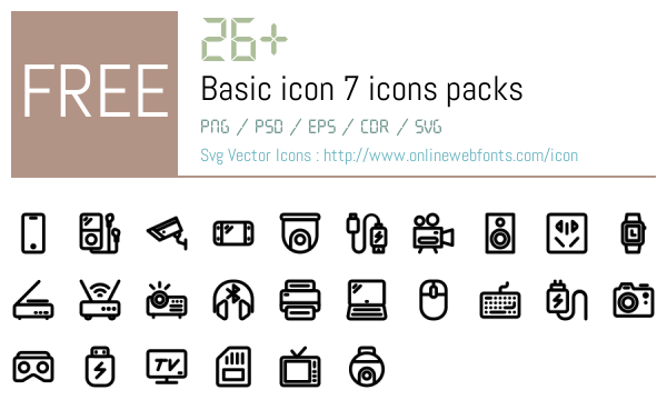 +26 Basic icon 7 Icons Packs Free Downloads - OnlineWebFonts.COM
