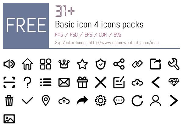 +31 Basic icon 4 Icons Packs Free Downloads - OnlineWebFonts.COM