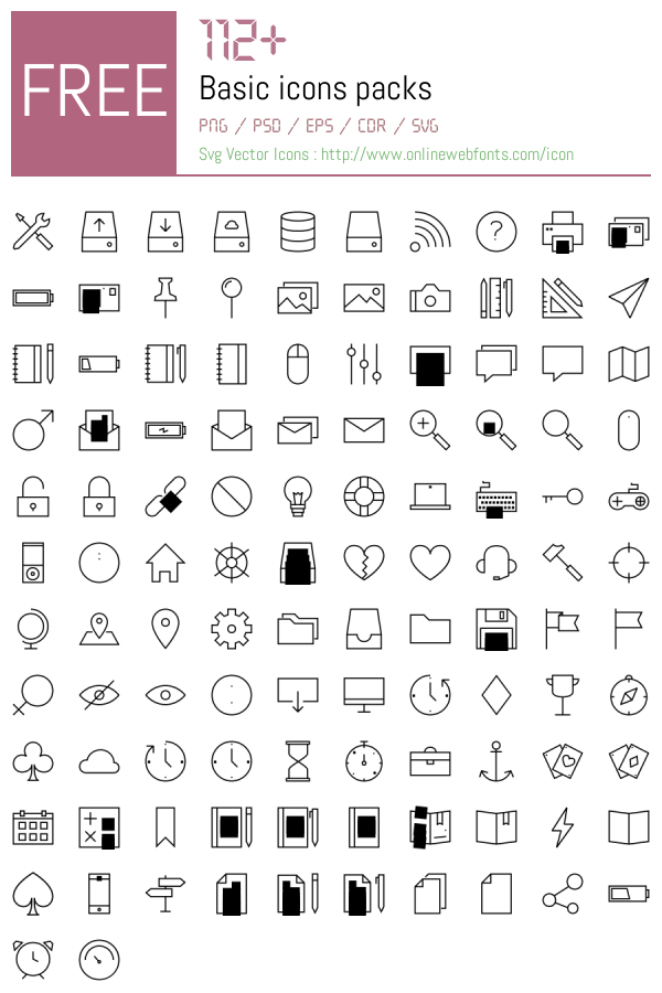 +112 Basic Icons Packs Free Downloads - OnlineWebFonts.COM