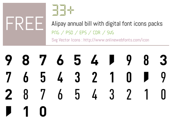 +33 Alipay annual bill with digital font Icons Packs Free Downloads ...