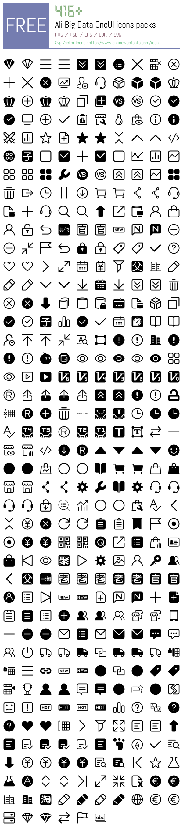 +416 Ali Big Data OneUI Icons Packs Free Downloads - OnlineWebFonts.COM