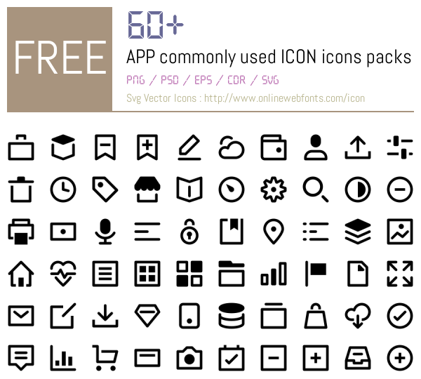 +60 APP commonly used ICON Icons Packs Free Downloads - OnlineWebFonts.COM