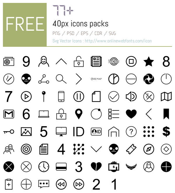 +77 40px Icons Packs Free Downloads - OnlineWebFonts.COM