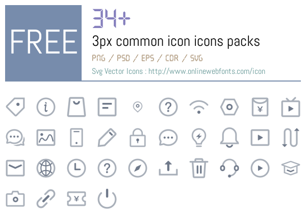 +34 3px common icon Icons Packs Free Downloads - OnlineWebFonts.COM