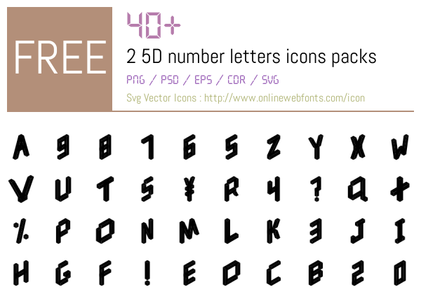 +40 2 5D number letters Icons Packs Free Downloads - OnlineWebFonts.COM