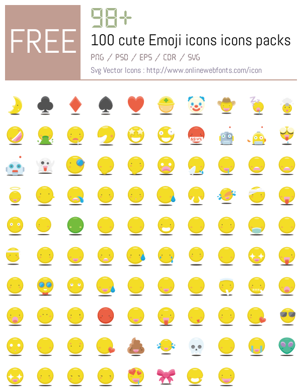 +98 100 cute Emoji icons Icons Packs Free Downloads - OnlineWebFonts.COM